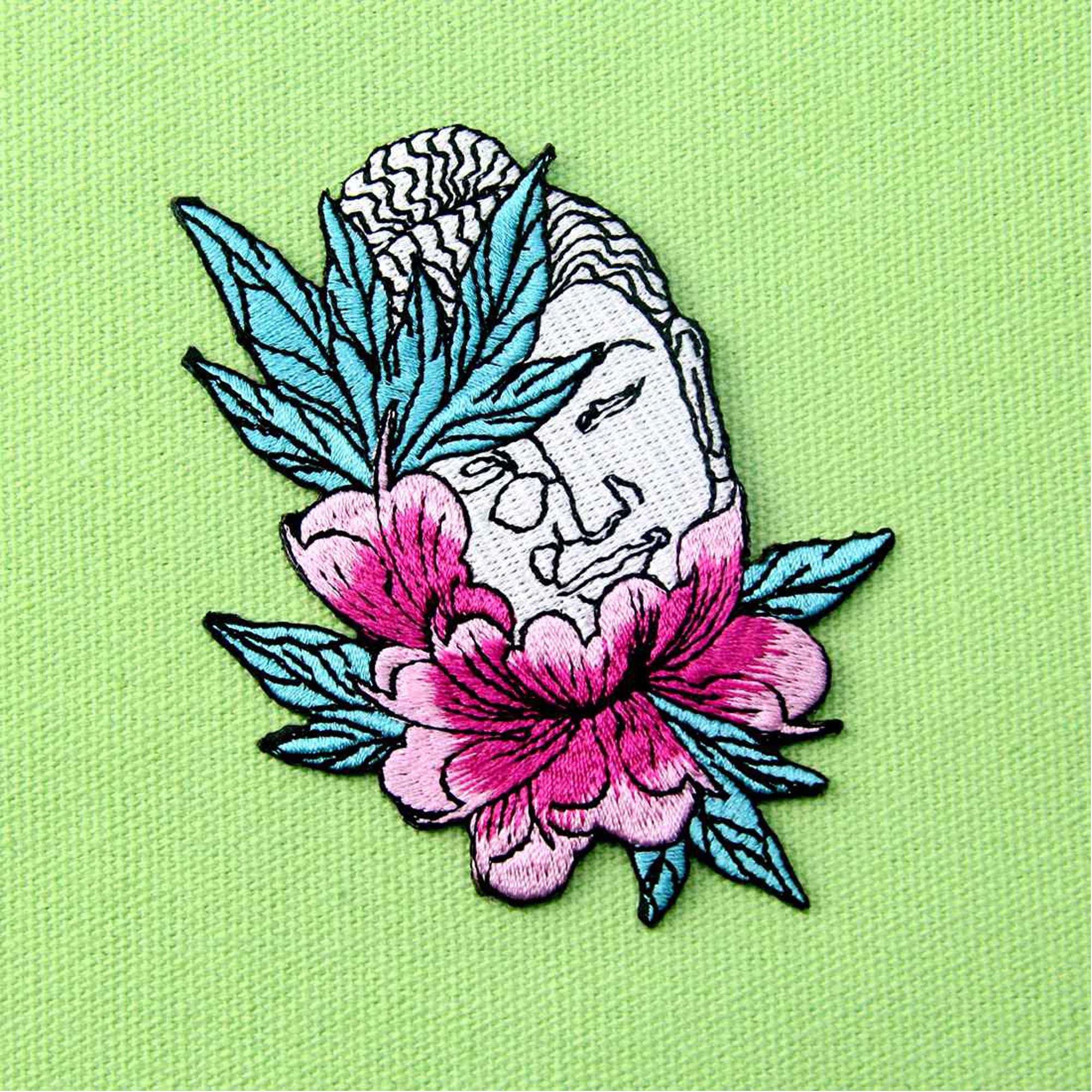 Buddha and Lotus Flower Applique Embroidered Badge Iron on Sew on Patch ...