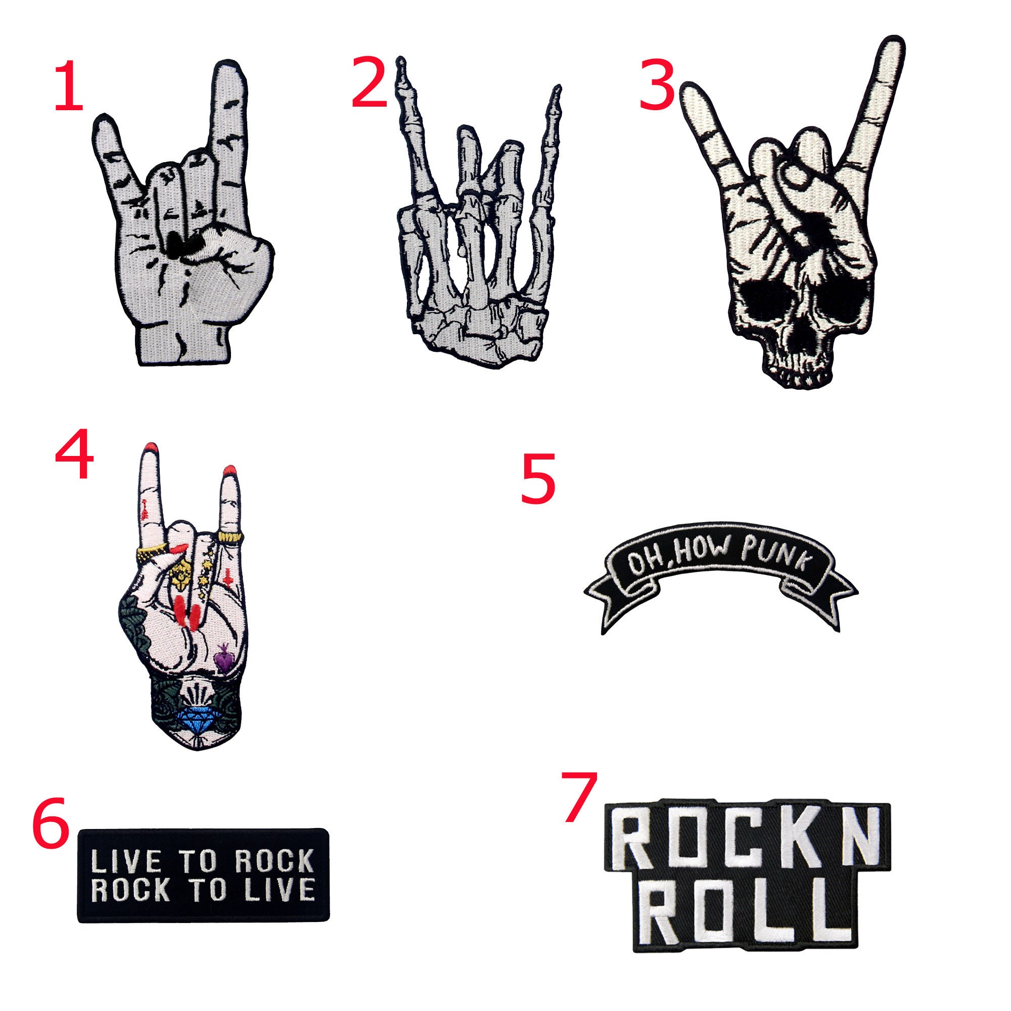 Rock and Roll Tattoo Hand Symbol Finger Sign Embroidered | Etsy UK