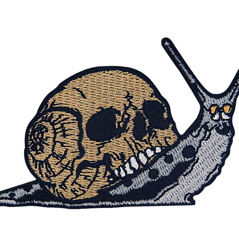 Skull Snail Iron on Patch - Embroidered Animal Applique - Etsy