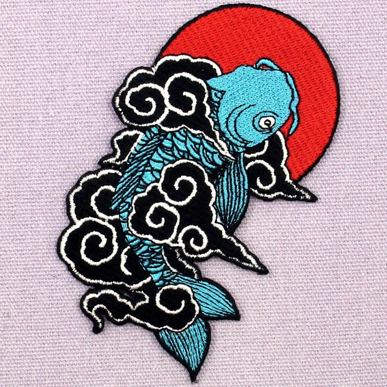Embroidered Japanese Koi Fish Patch Iron on / Sew on Applique - Etsy