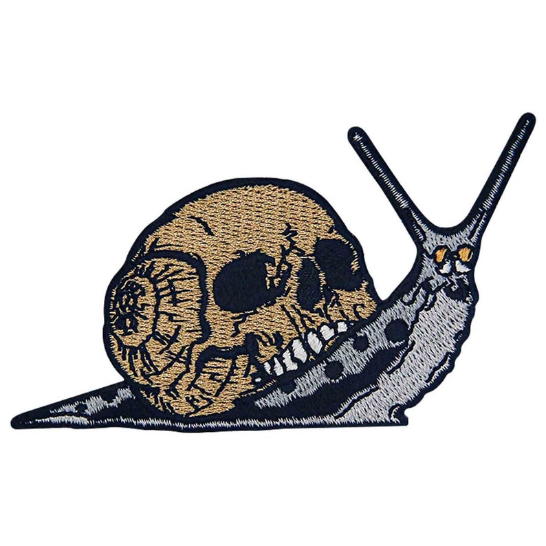 Skull Snail Iron on Patch - Embroidered Animal Applique - Etsy
