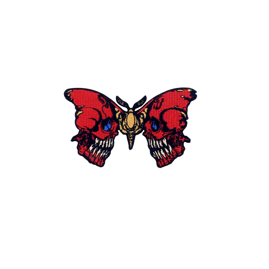 The Bleeding Skull Butterfly Patch Iron-on/sew-on Embroidered - Etsy