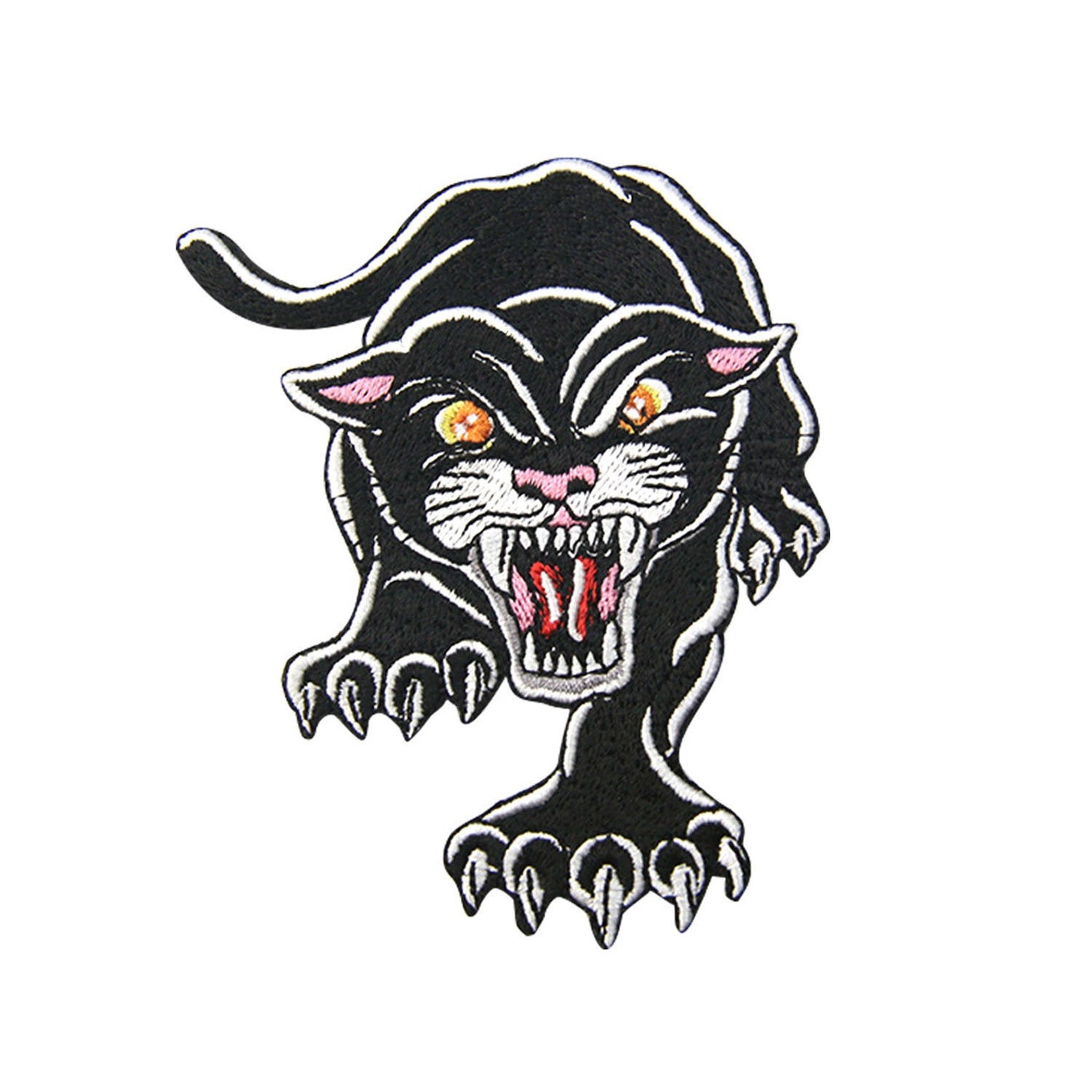 Black Carnivorous Panther Patch Iron on Embroidered for Clothes ...