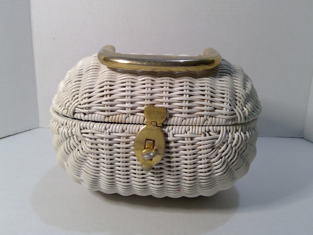 Vintage Rare White Wicker Bubble Purse With Brass Hardware - Etsy