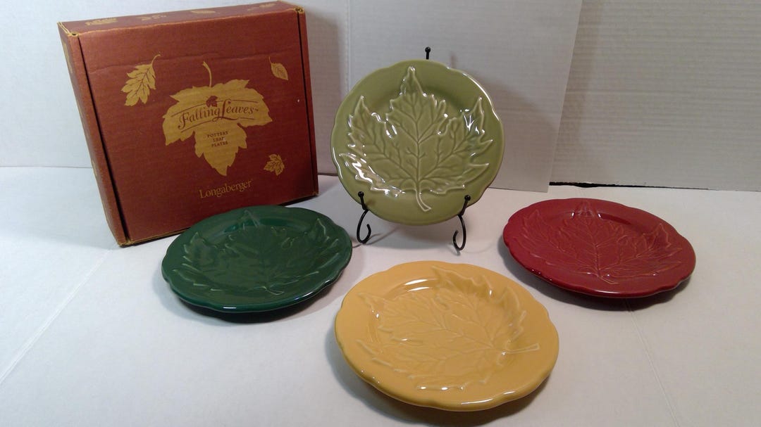 Longaberger Falling Leaves Pottery Plates 2002 - Etsy