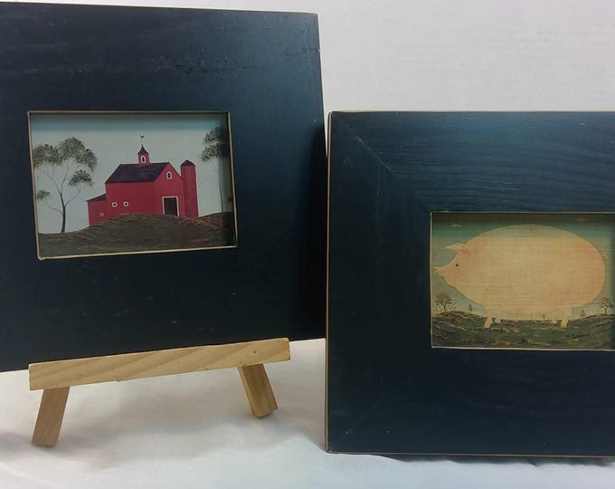 Vintage Warren Kimble Small Farm and Pig Framed Prints - Etsy