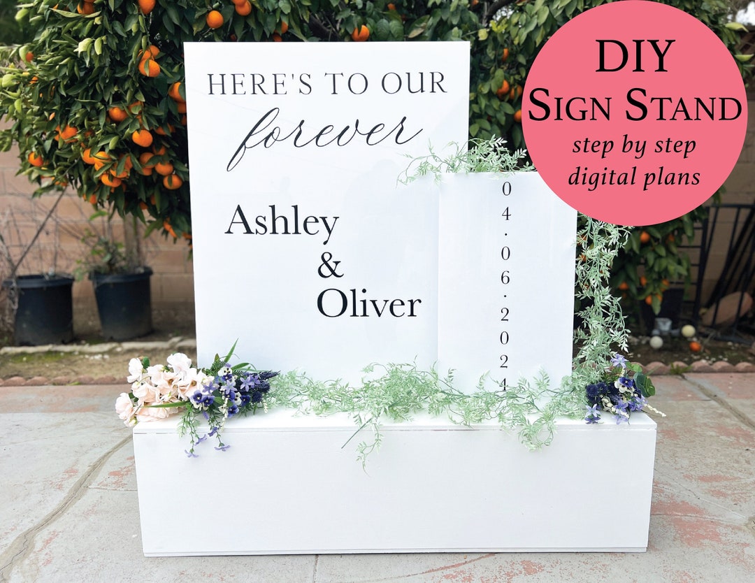 DIY Acrylic Wedding Sign Stand Tutorial: Wooden Base Box (PDF) - Etsy