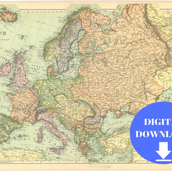 Antique Europe Map - Etsy