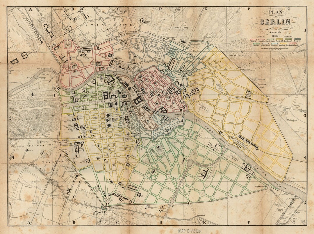 Berlin Map, Old Berlin Map, Berlin Map Print, Old Map of Germany ...