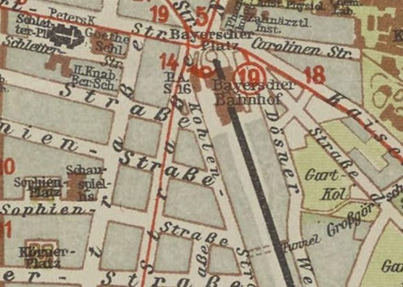 Historical Map of Leipzig by Gaebler 1940 Edition, Old Stadtplan, Lipsk ...