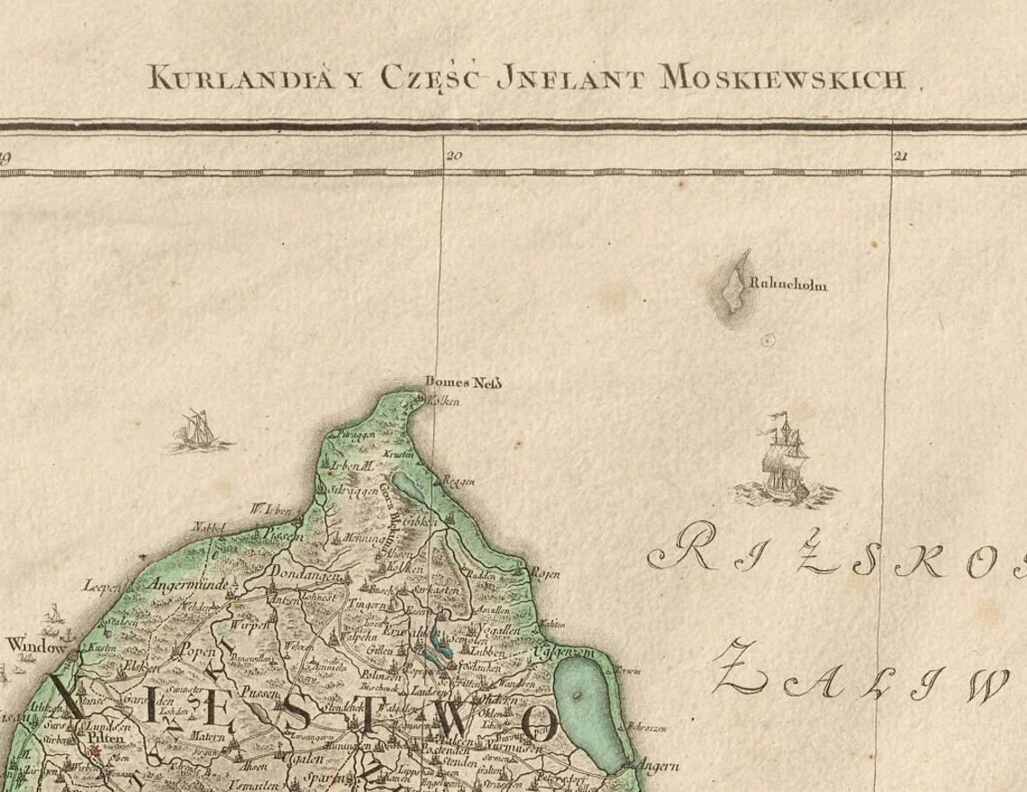 Old Latvia Map, Courland Map, Kurlandia Map, Inflanty Map, Polish ...