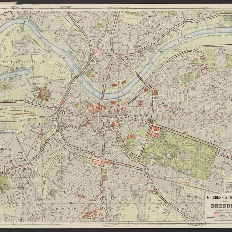 Plan Von Dresden, Dresden Stadtplan, Dresden Map, Map of Dresden, Old ...