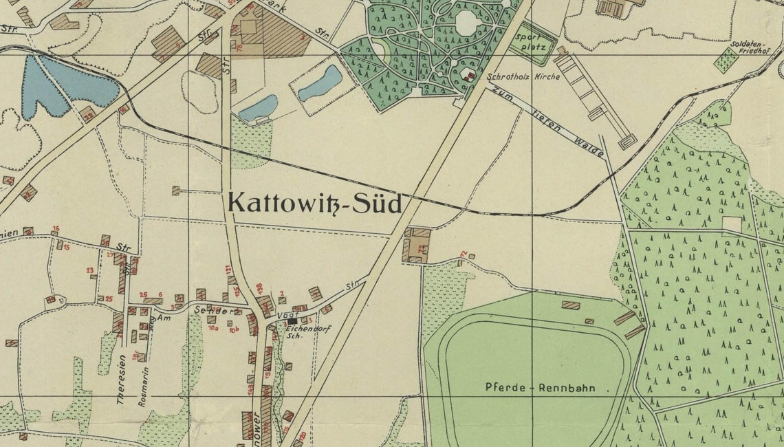 Katowice Map, Map of Katowice, Old Katowice Map, Kattowitz Map, Old Map ...