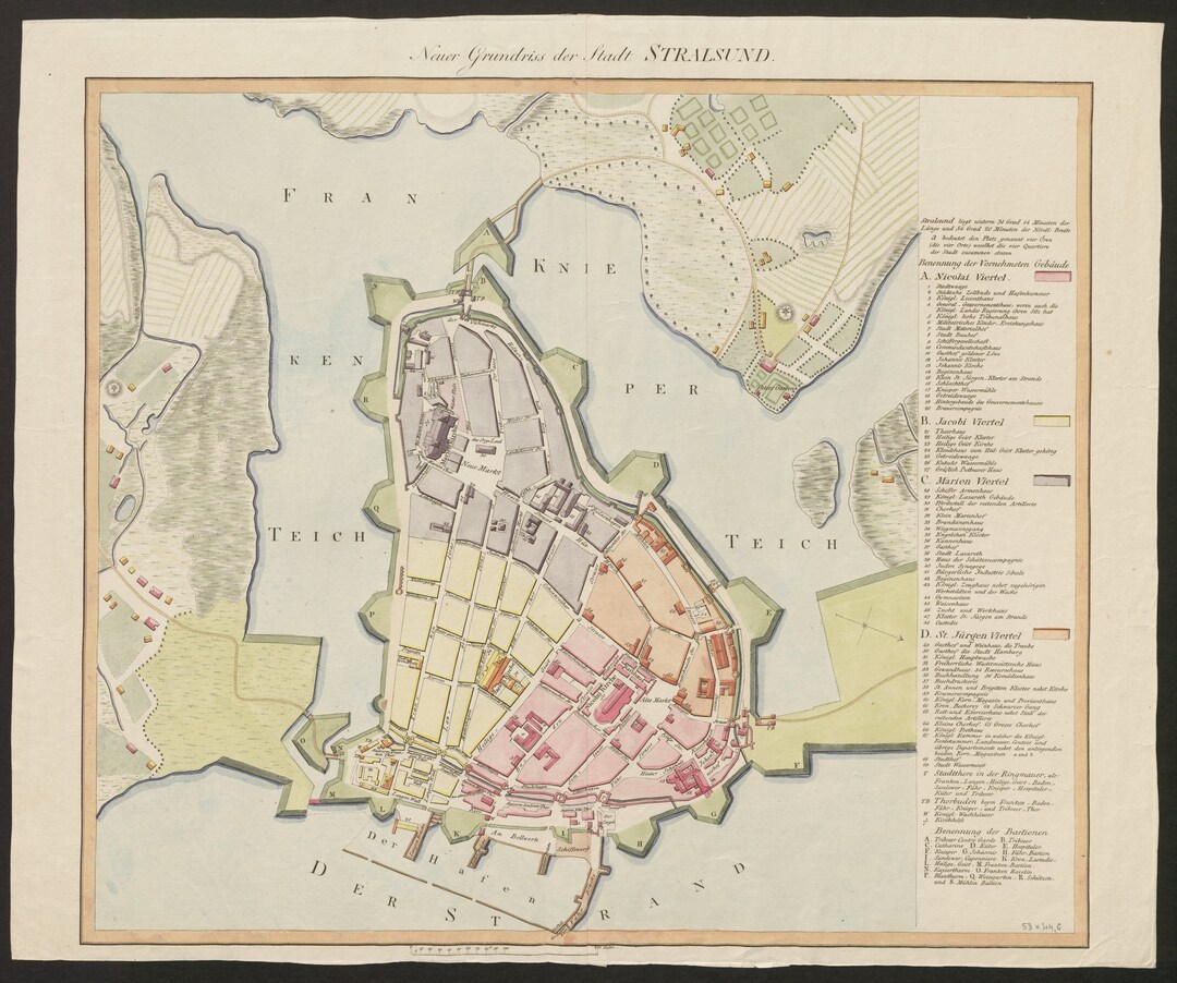 Stadt Stralsund, Stralsund City, Stralsund Print, Stralsund Map ...