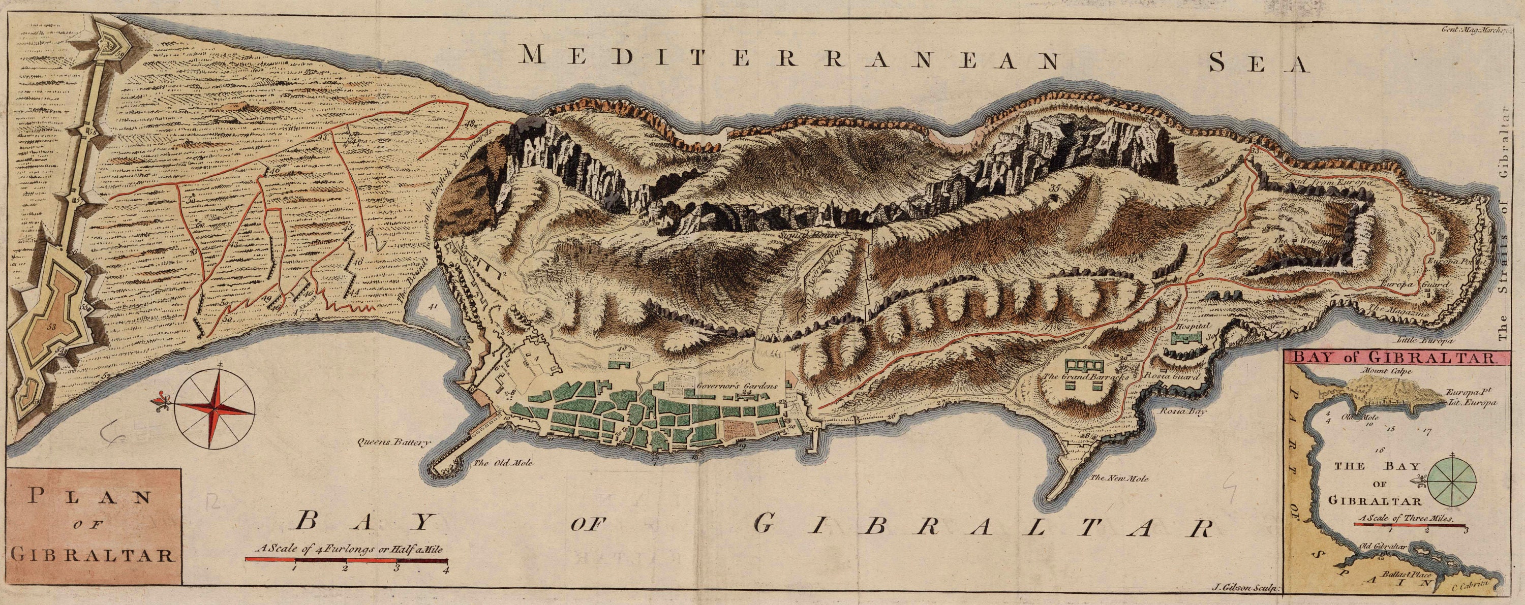 Map of Gibraltar Gibraltar Map Vintage Map of Gibraltar - Etsy