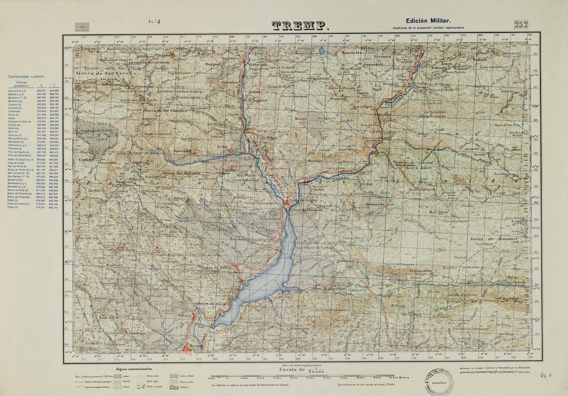 Tremp Map, Map of Tremp, Tremp Print, Tremp City, Old Tremp Map, Spain ...