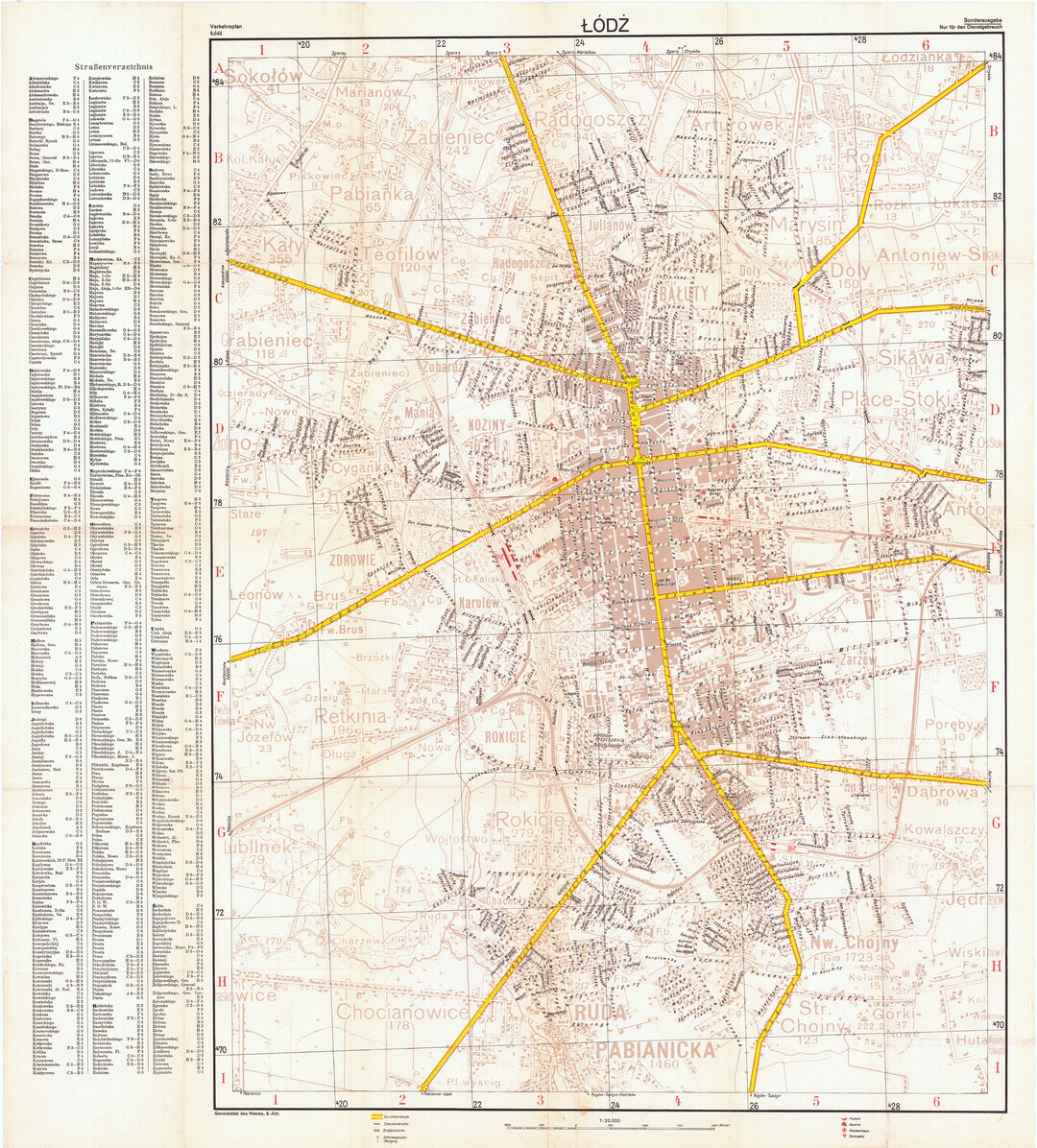 Lodz Map, Łódź Plan, Old Lodz Map, Vintage Lodz Map, Map of Lodz, Retro ...