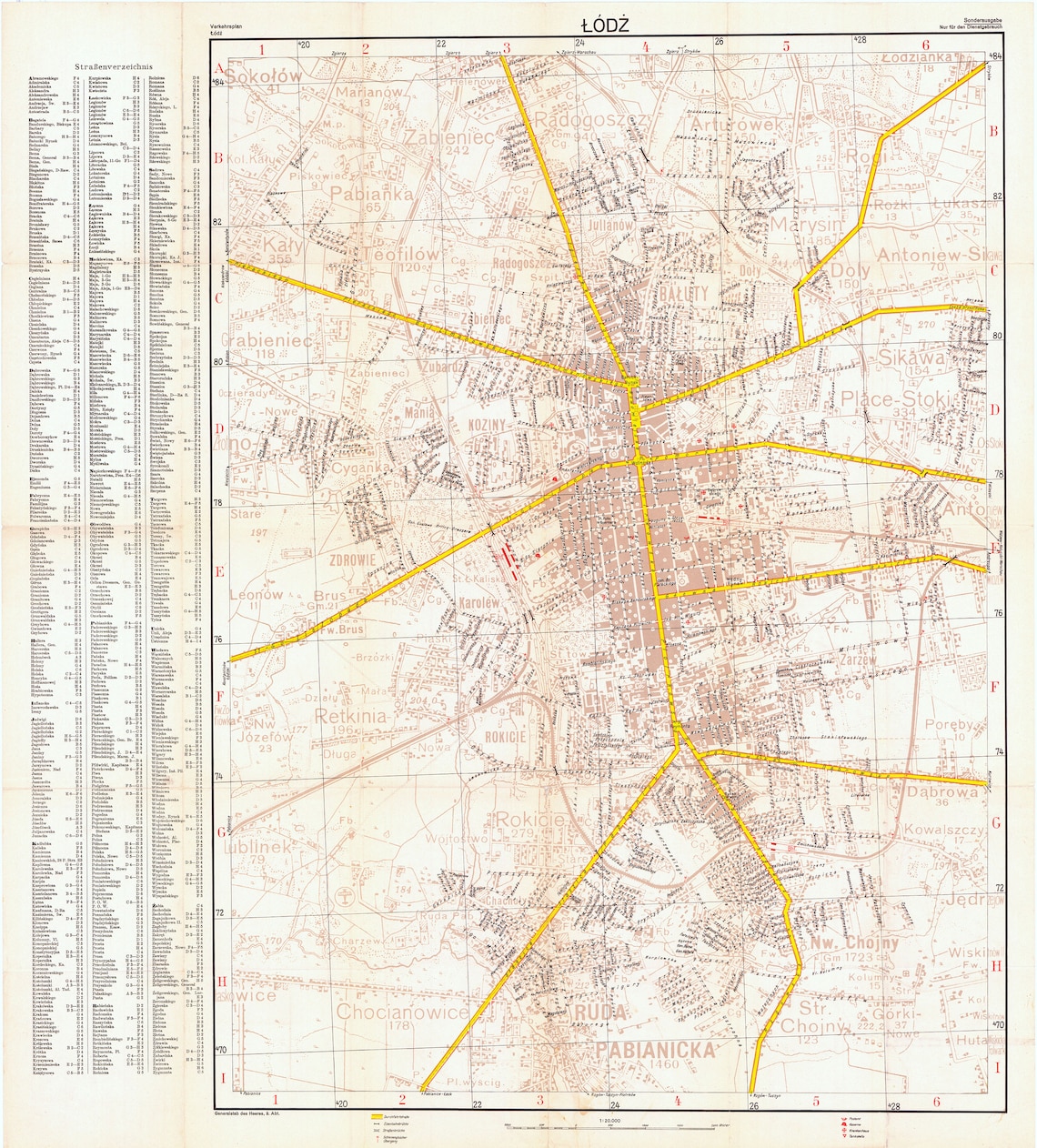 Lodz Map, Łódź Plan, Old Lodz Map, Vintage Lodz Map, Map of Lodz, Retro ...