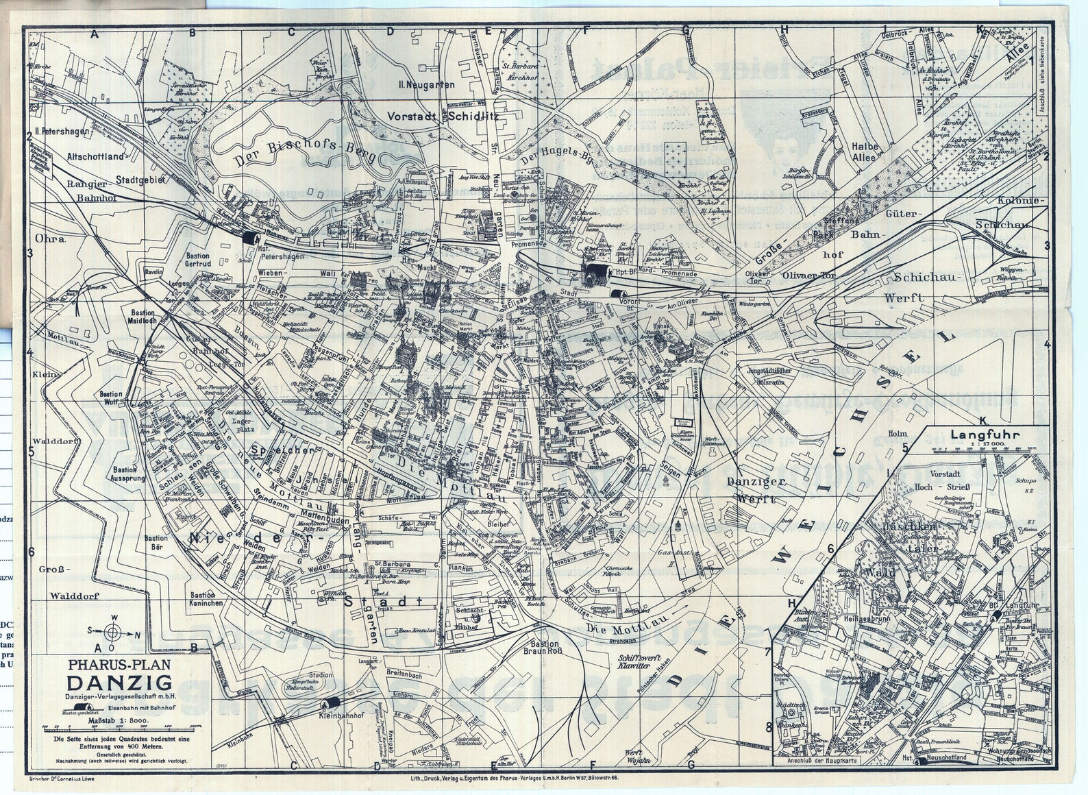 Danzig Map, Map of Danzig, Gdansk Map, Gdańsk Map, Old Map of Gdansk ...