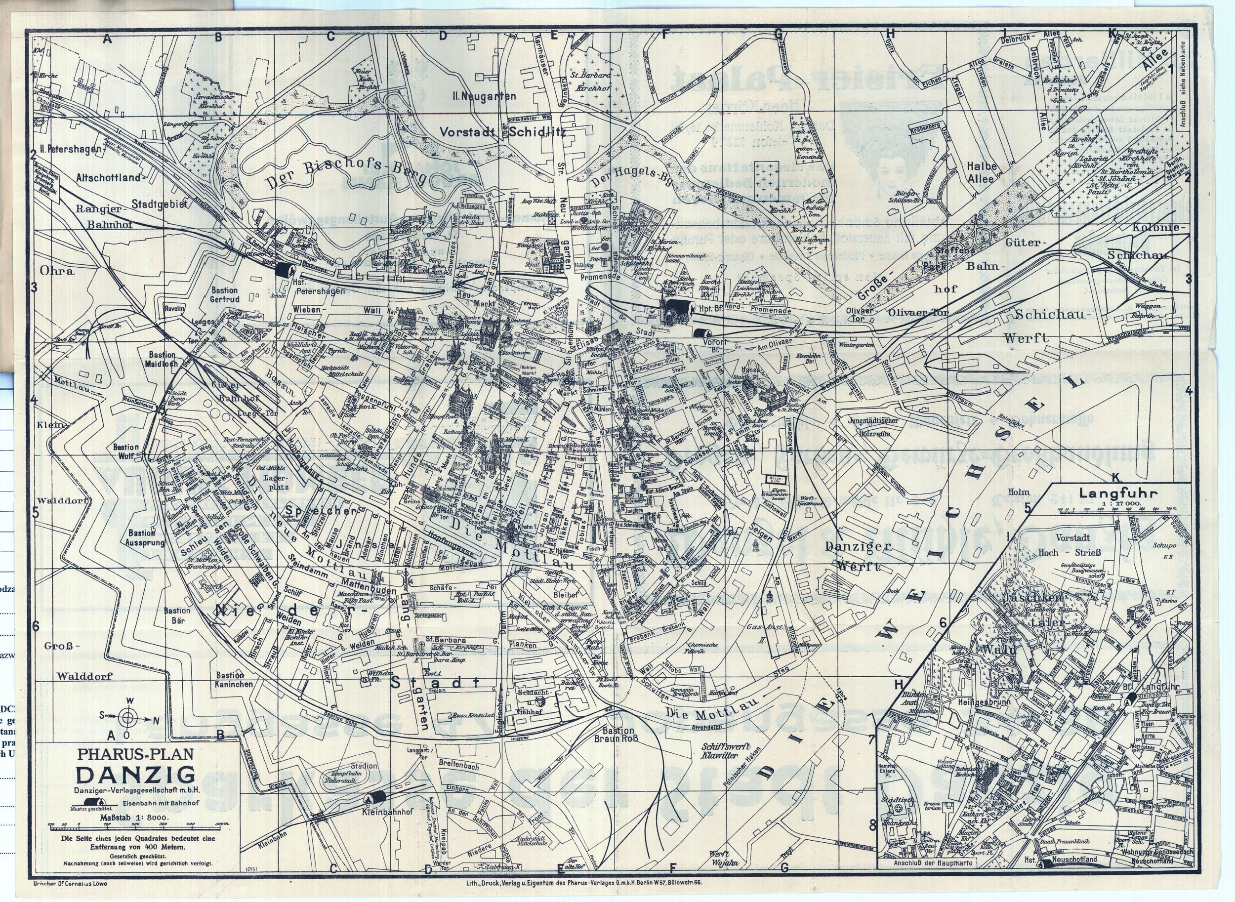 Danzig Map, Map of Danzig, Gdansk Map, Gdańsk Map, Old Map of Gdansk ...