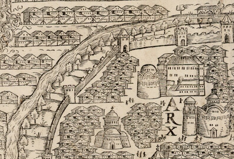 Moscow Map, Map of Moscow, Old Map of Moscow, Old Europe Map, Vintage ...