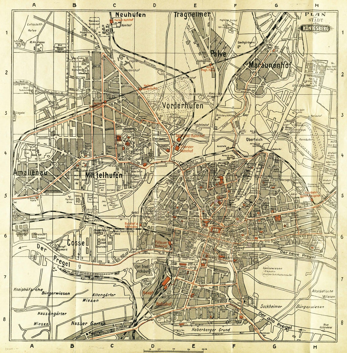 Königsberg Mapa, Mapa de Königsberg, Plan Königsberg, Königsberg Print ...
