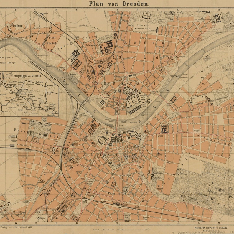 Plan Von Dresden, Dresden Stadtplan, Dresden Map, Map of Dresden, Old ...