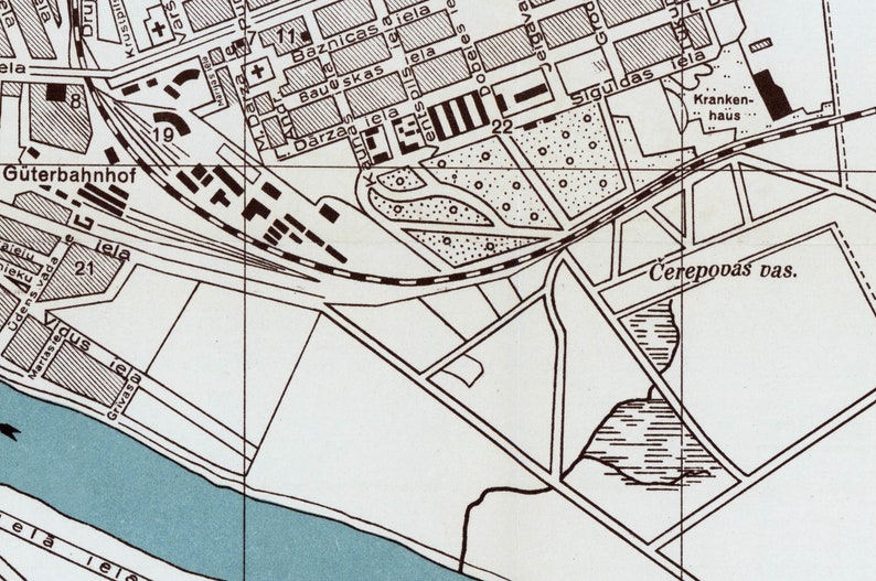 Daugavpils Map, Retro Daugavpils Plan, Old Map of Daugavpils, Vintage ...