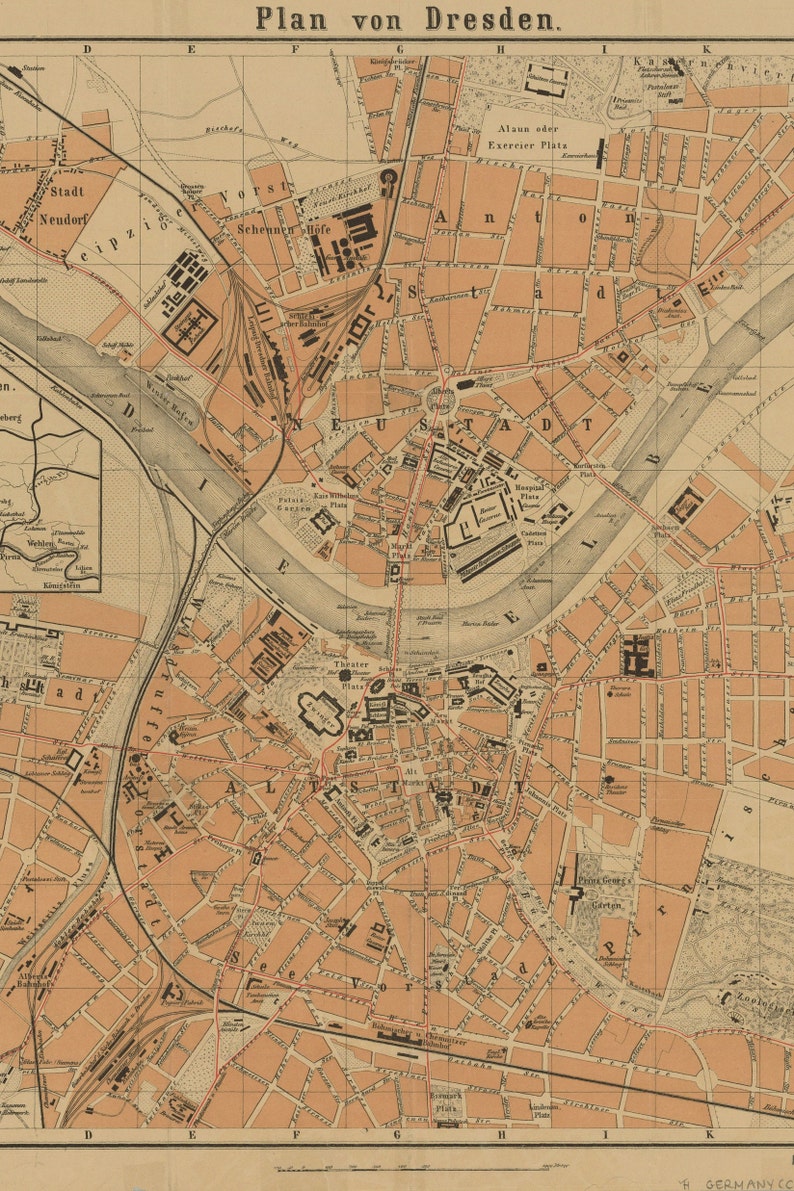 Plan Von Dresden, Dresden Stadtplan, Dresden Map, Map of Dresden, Old ...