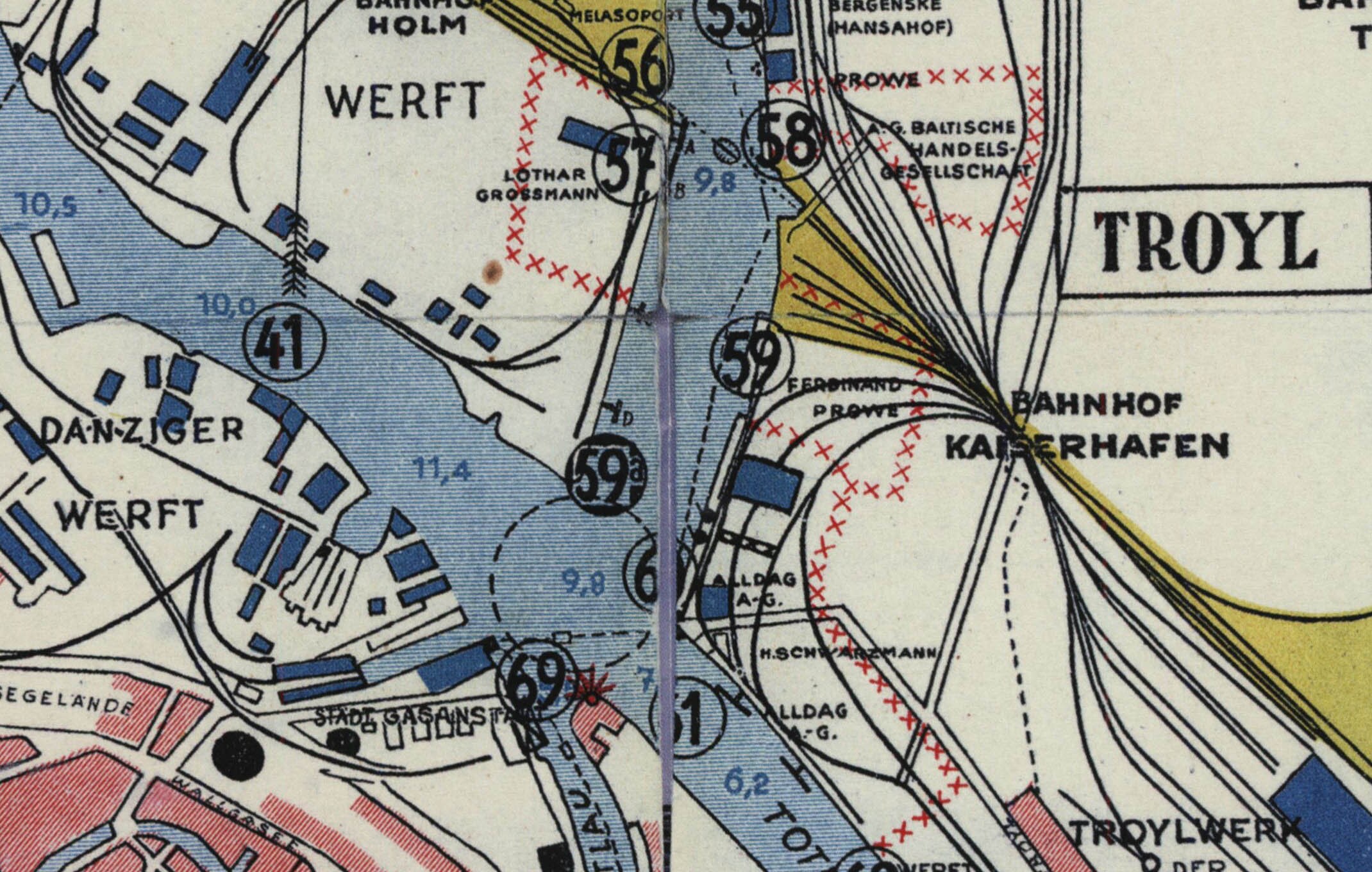 The Port of Gdansk Map, Danzig Hafen Karte, Map of Danzig, Danzig Map ...