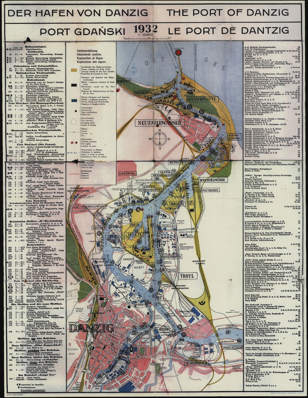 The Port of Gdansk Map, Danzig Hafen Karte, Map of Danzig, Danzig Map ...