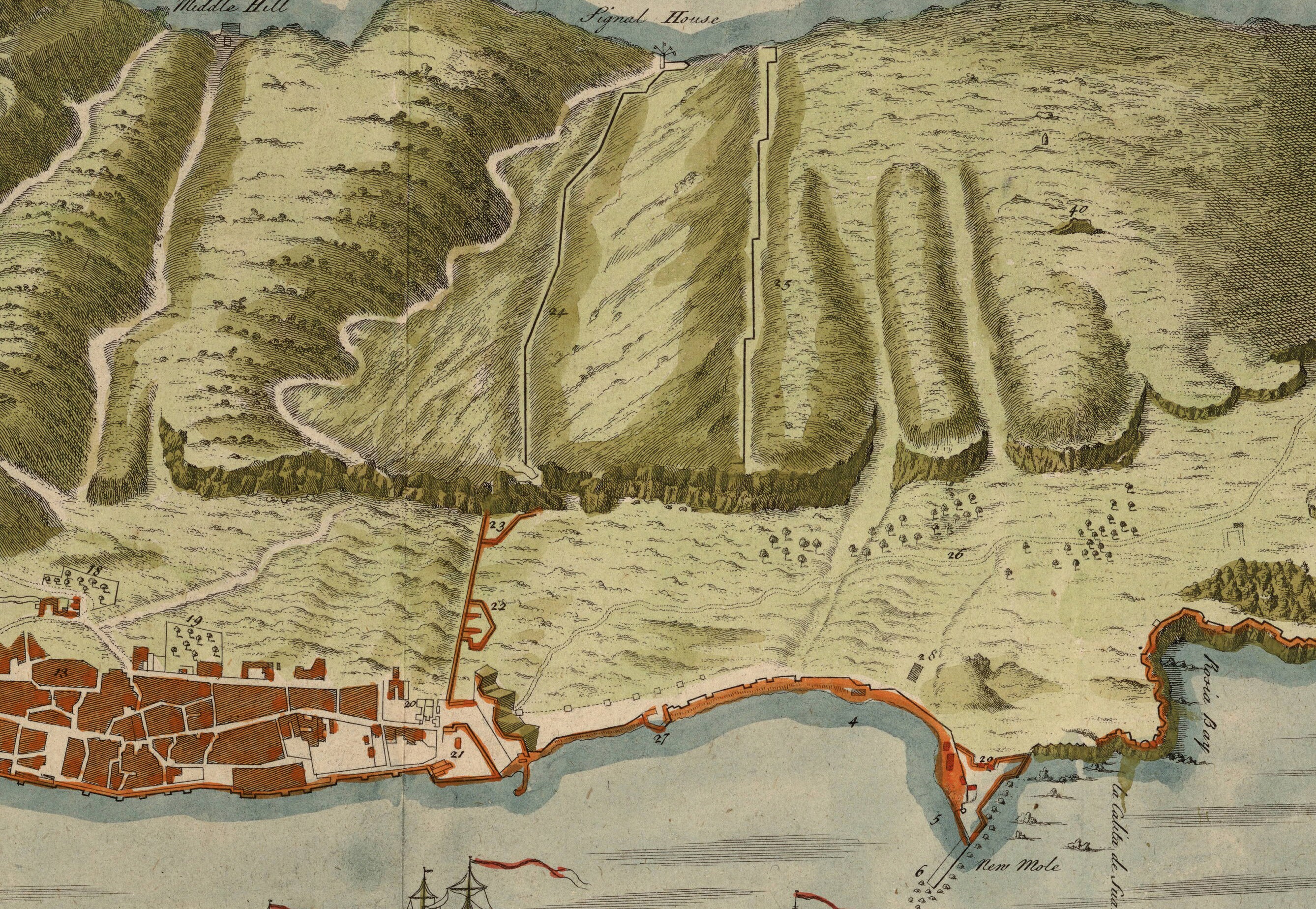 Map of the Town and Fortifications of Gibraltar, Gibraltar Map, Map of ...