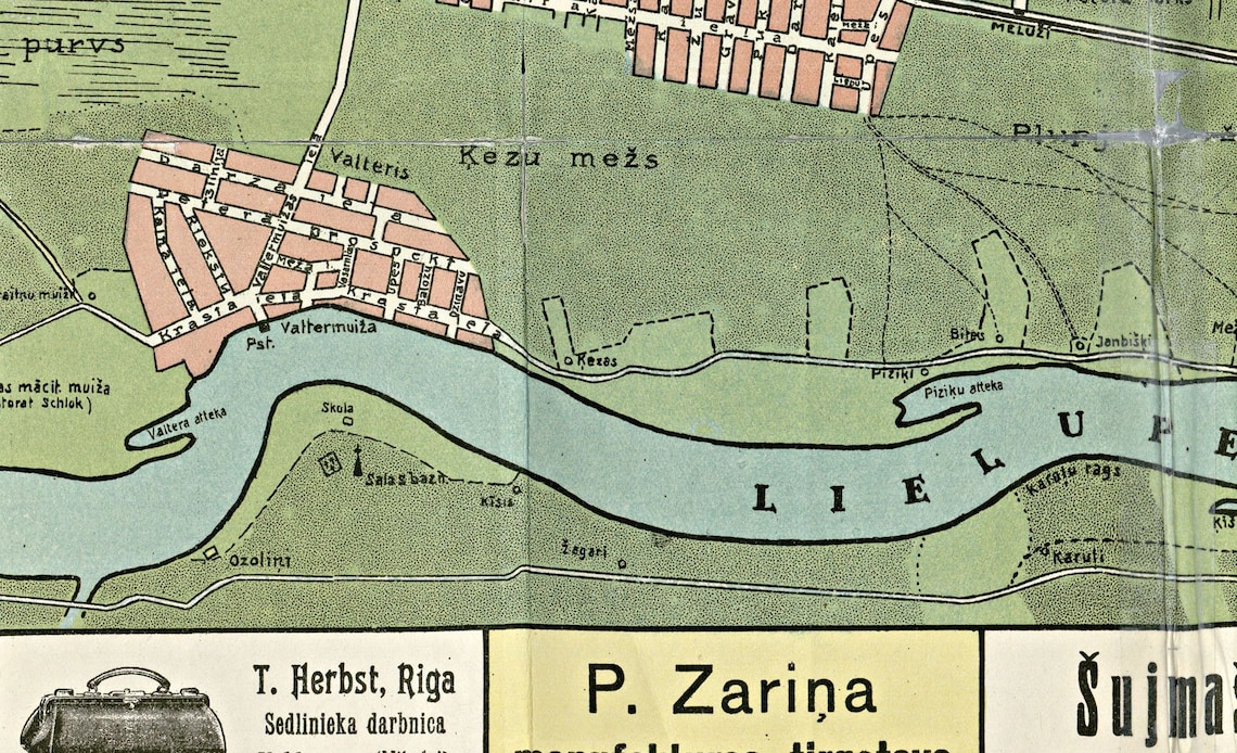 Jūrmala Map, Retro Jurmala Plan, Old Map of Jurmala, Vintage Latvia Map ...