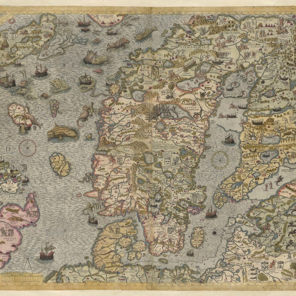 Antique Map of Denmark - Etsy