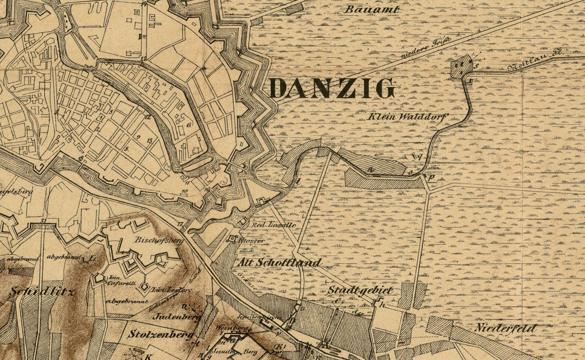 Danzig Map, Gdansk Map, Old Gdańsk Map, Map of Gdansk, Gdansk Plan, Old ...