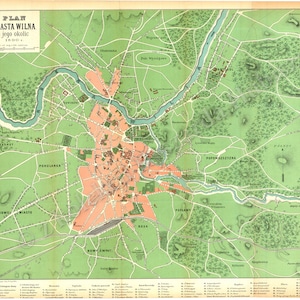 Wilno Map, Vilnius Map, Map of Wilno, Map of Vilnius, Old Vilnius Map ...