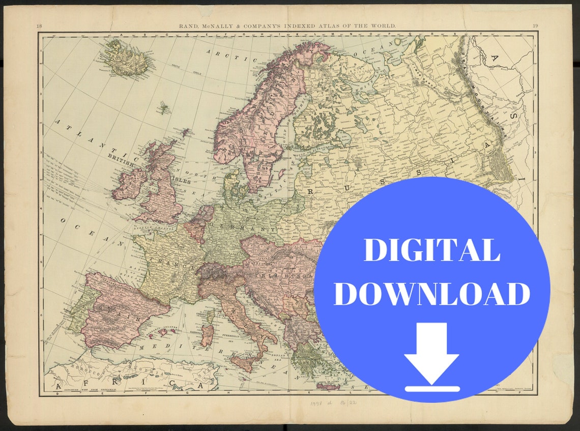 Old Map of Europe, Old Europe Map, Map of Europe, Printable Download ...