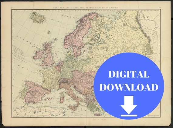 Old Map of Europe Old Europe Map Map of Europe Printable | Etsy