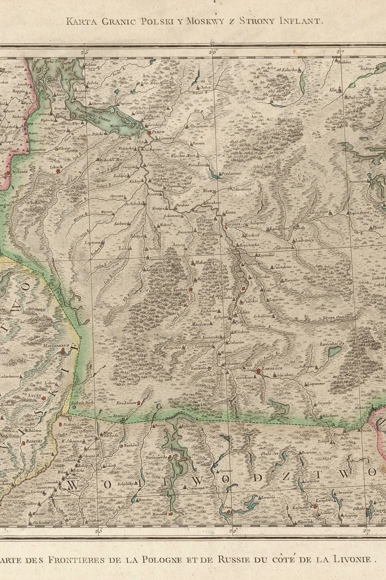 Old Map of Poland and Moscow Border, Rizzi Zannoni, Carte De La Pologne ...