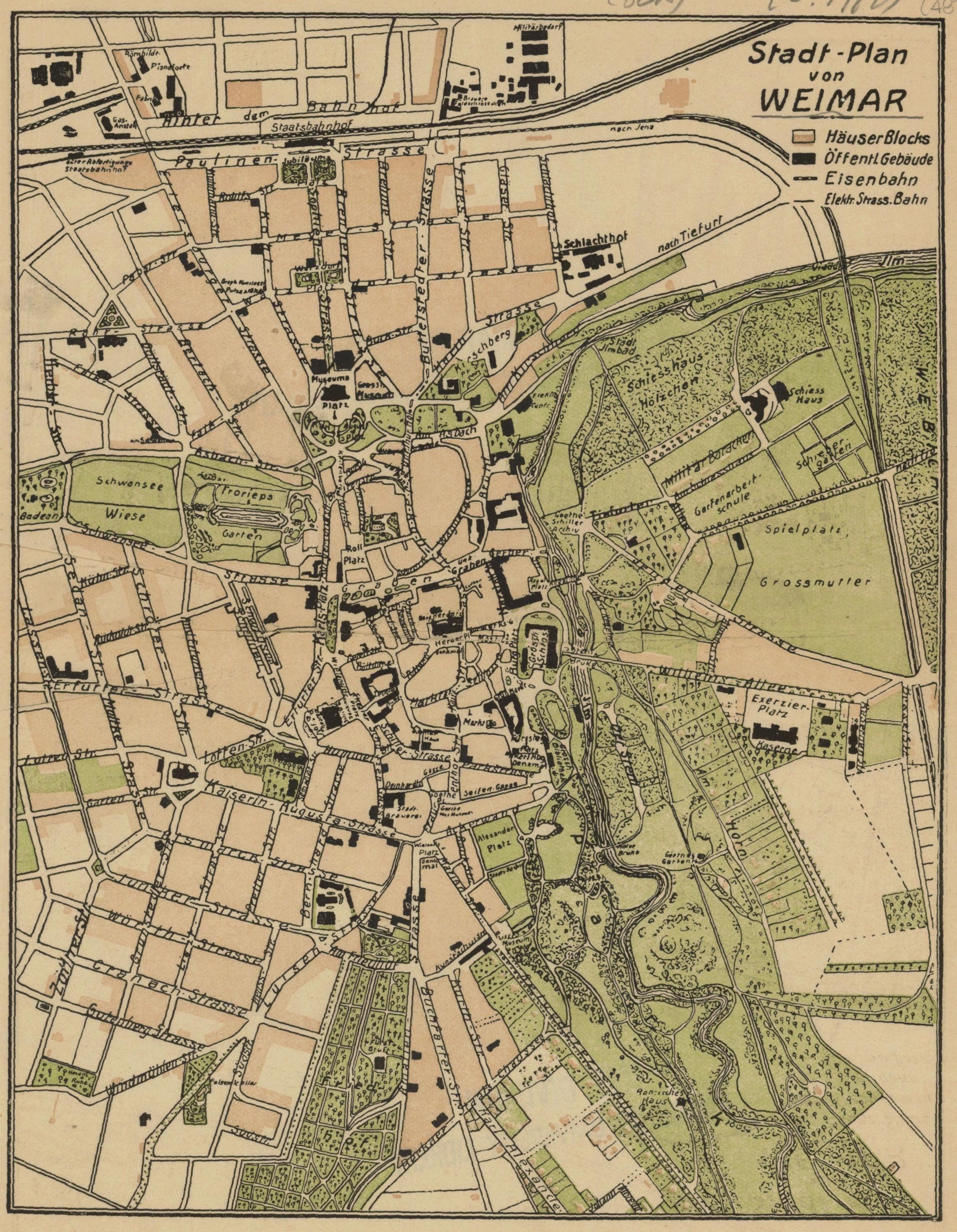 Weimar Stadtplan, Weimar Map, Map of Weimar, Old Weimar Map, Weimar ...