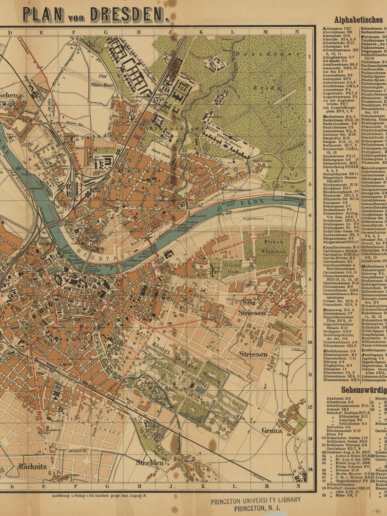 Plan Von Dresden, Dresden Stadtplan, Dresden Map, Map of Dresden, Old ...