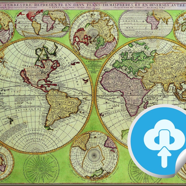 Vintage Map World Map 1760 - Etsy
