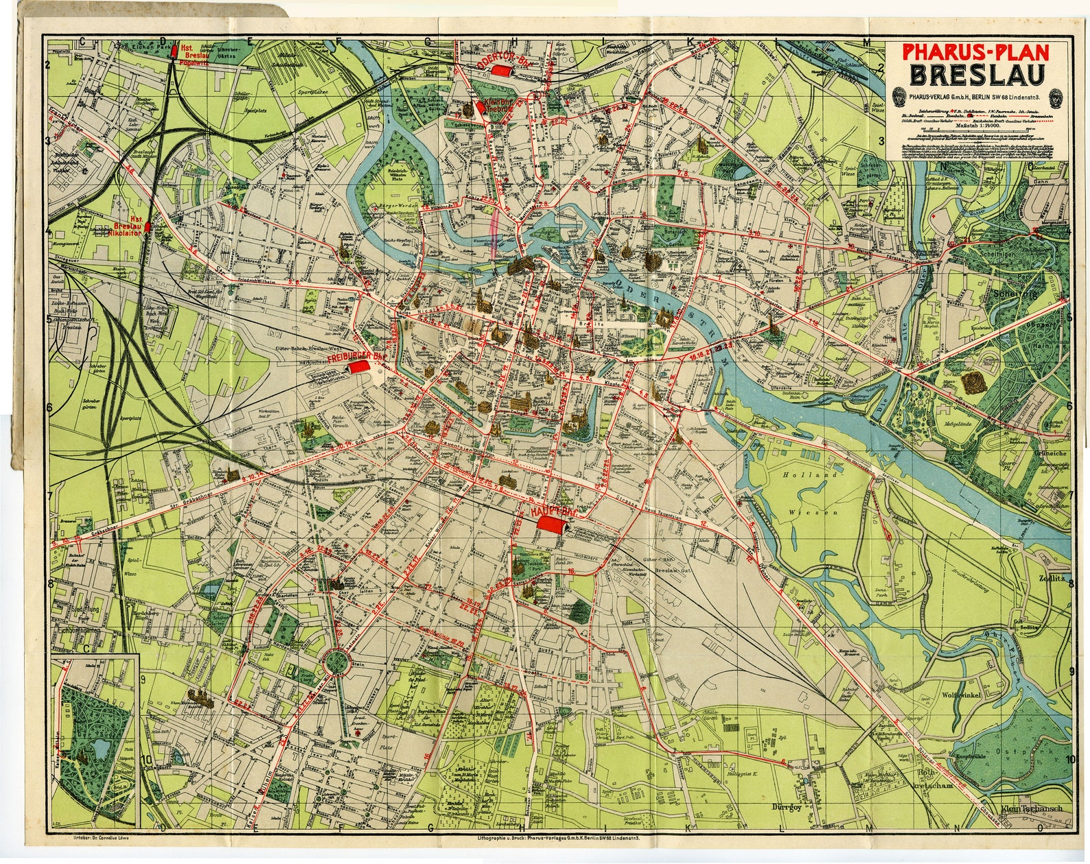 Breslau Map, Old Breslau Map, Retro Breslau Map, Wrocław Map, Old ...