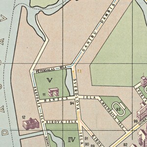 Riga Map, Retro Riga Plan, Old Map of Riga, Vintage Latvia Map, Latvia ...