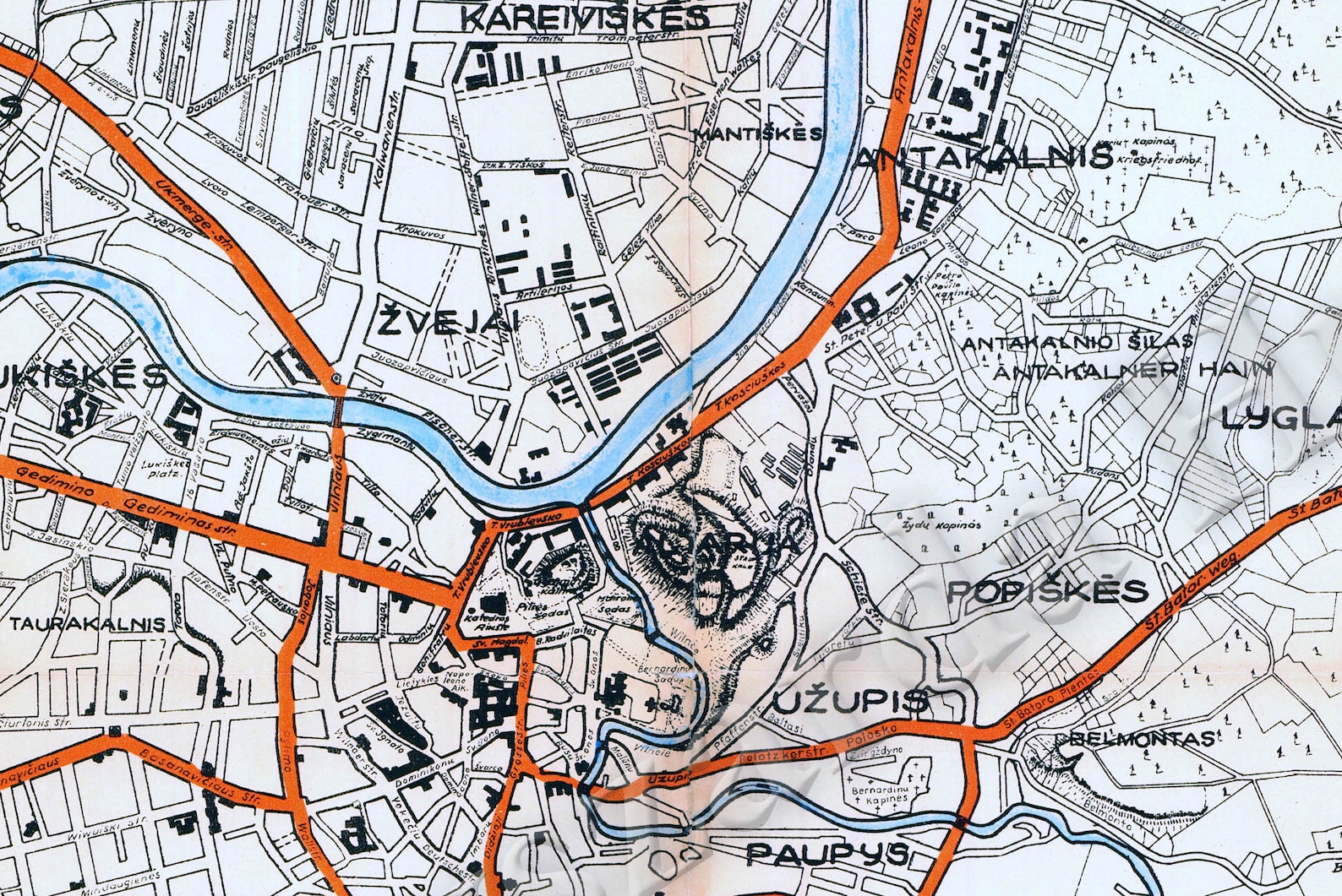 Wilno Map, Vilnius Map, Map of Wilno, Map of Vilnius, Old Vilnius Map ...