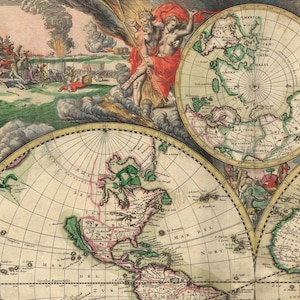 Gerard Van Schagen - Historical Map of the World Reproduction, Old World Map, Digital Old World ...