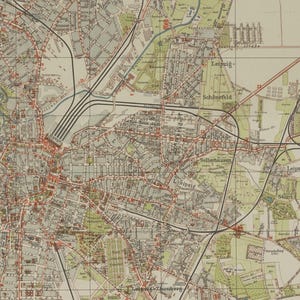 Historical Map of Leipzig by Gaebler 1940 Edition, Old Stadtplan, Lipsk ...