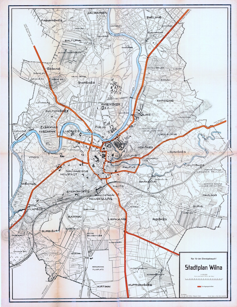 Wilno Map, Vilnius Map, Map of Wilno, Map of Vilnius, Old Vilnius Map ...