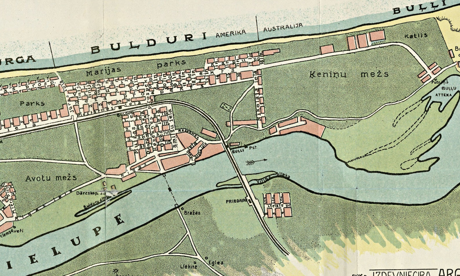 Jūrmala Map, Retro Jurmala Plan, Old Map of Jurmala, Vintage Latvia Map ...