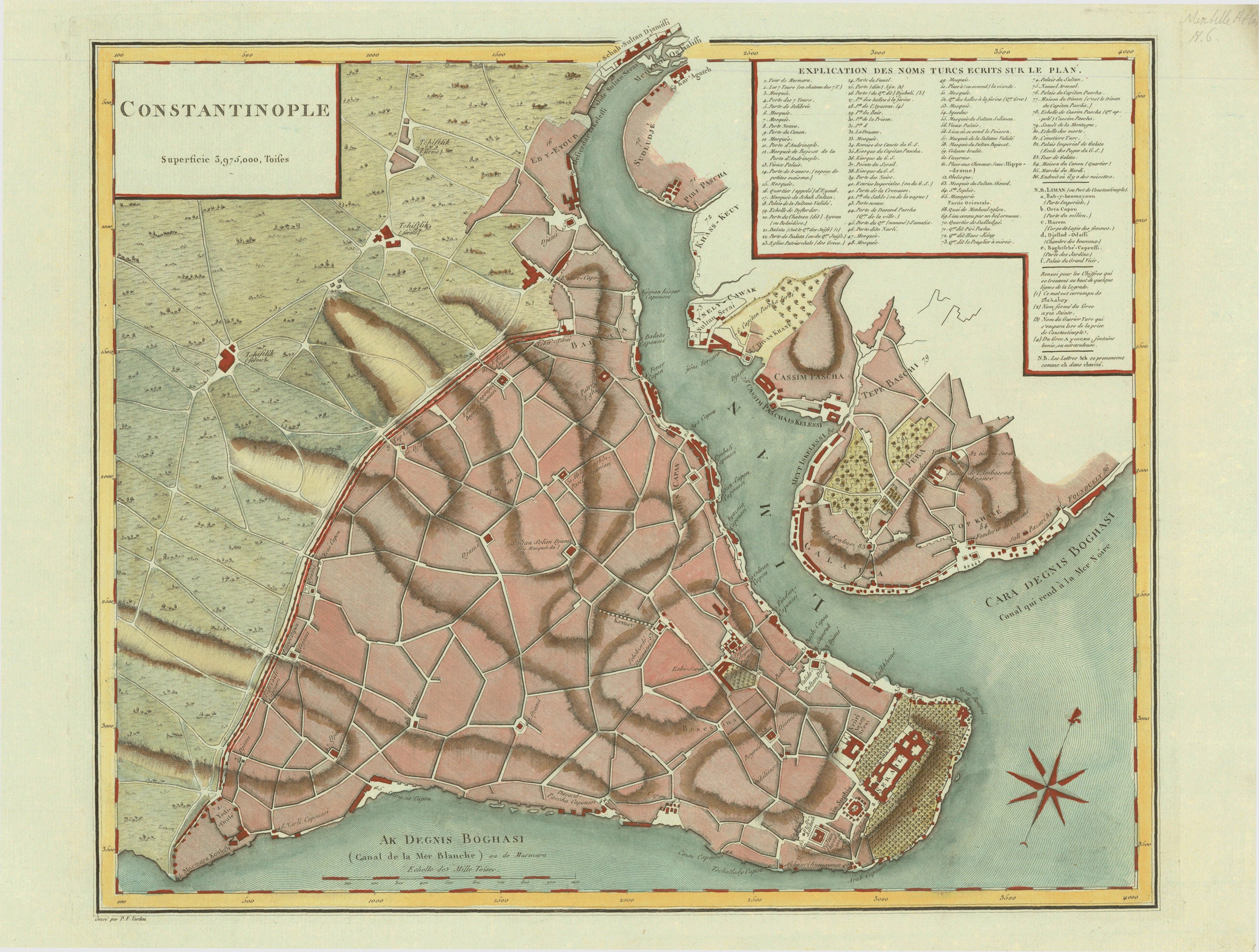 Constantinople Map, Map of Constantinople, Old Constantinople Map, 1750 ...